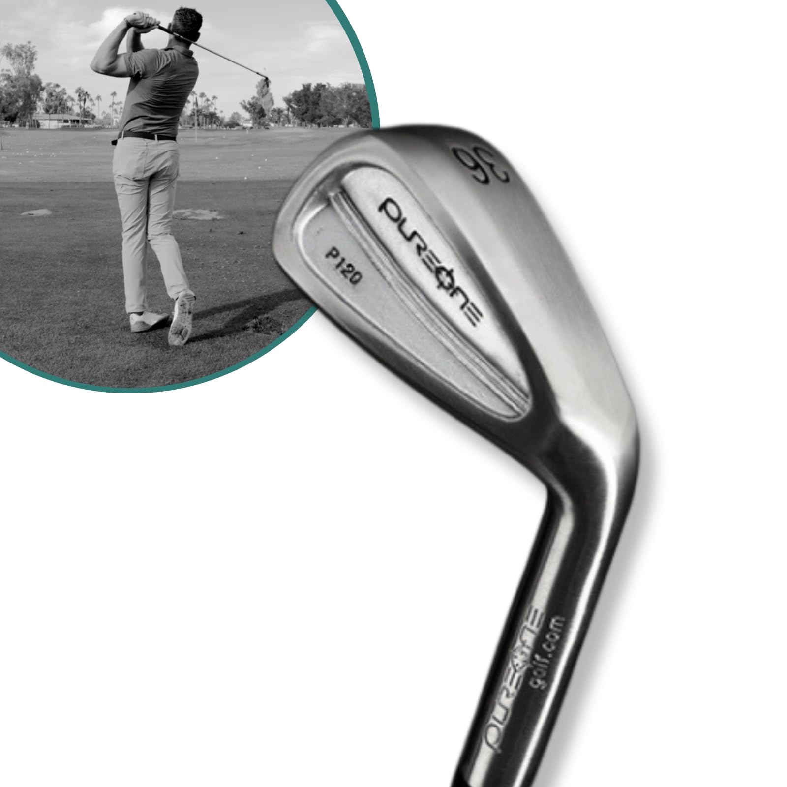 PureOne Golf Center Strike Training Club, Mid-Iron - Golf Swing Trainer for The Sweet Spot - Right Handed