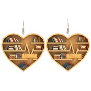 teacher earring for women,back to school acrylic earrings book lover earrings heart librarian grade earring decor pendant bookworm gift for book lover ((heart)