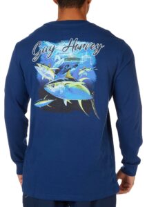 guy harvey mens yellow fin tuna long sleeve t-shirt large navy