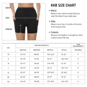 KKB 5''/8'' High Waist Active Wear Shorts Yoga Leggings for Women, Tummy Control Workout Shorts Side Pockets Running Pants (5"-Black, Small)