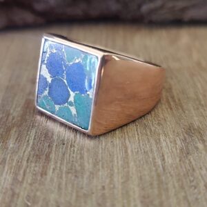 Azurite Malachite Ring, Signet Bohemian Ring, Rings for Men Women, Boho Ring, 925 Solid Sterling Silver Ring, Azurite Gemstone Ring, Statement Ring, Gift for Partner (925 Solid Silver, 11.50)