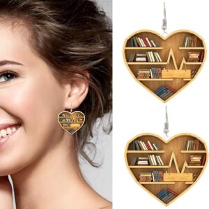 Teacher Earring for Women,Back to School Acrylic Earrings Book Lover Earrings Heart Librarian Grade Earring Decor Pendant Bookworm Gift for Book Lover ((heart)