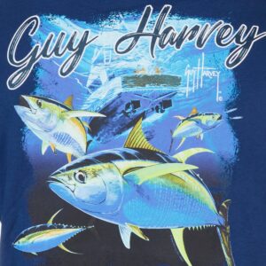 Guy Harvey Mens Yellow Fin Tuna Long Sleeve T-Shirt Large Navy