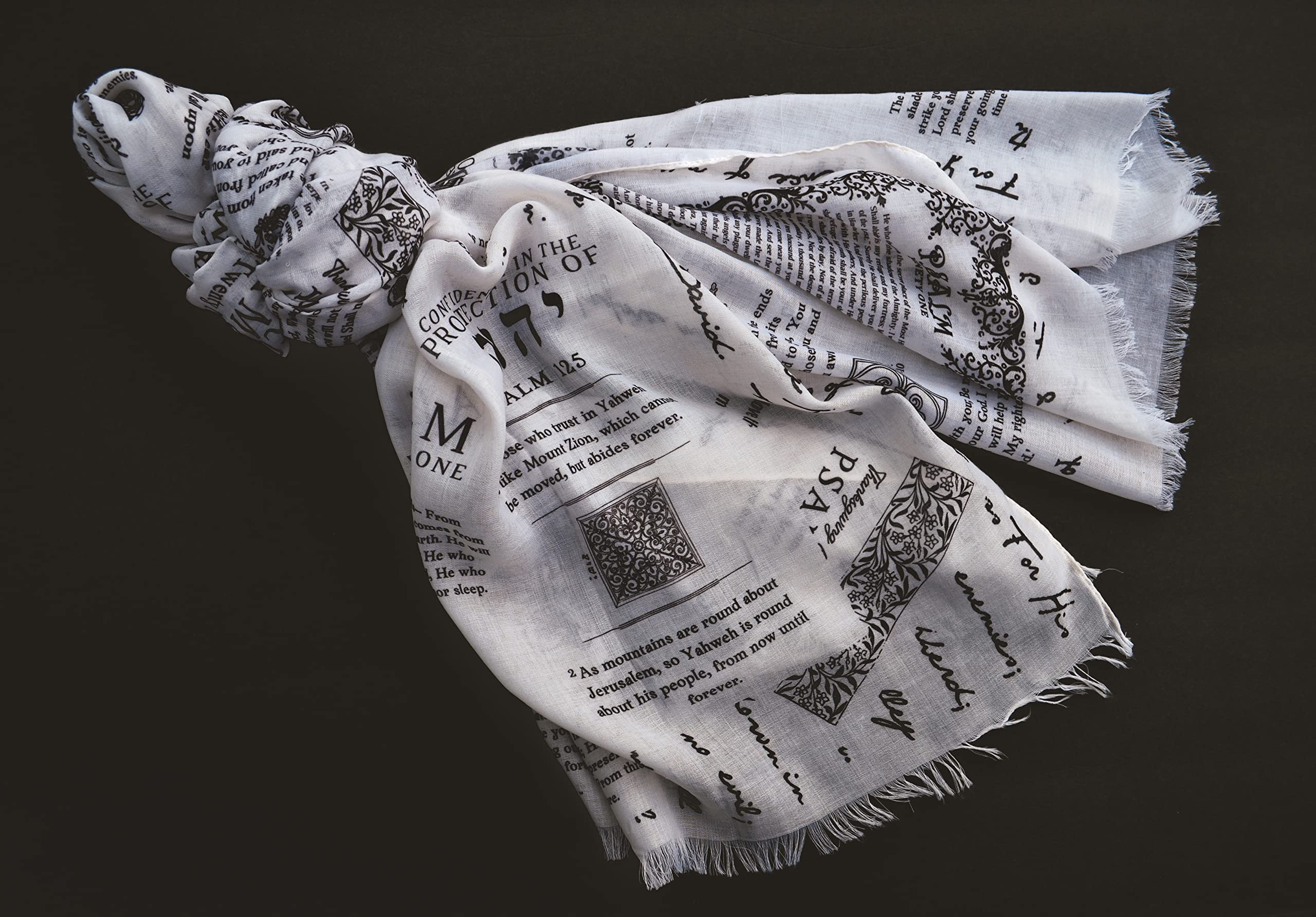 Protection Christian Prayer Shawl - Prayer Scarf with Bible Verses about God's Protection, Off- White Meditation Shawl, Unique Christian Gifts