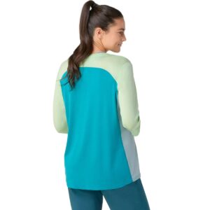 Smartwool Women's Ultralite Mountain Bike Shirt — Merino Wool 3/4 Sleeve Tee (Regular Fit), Deep Lake, X-Small