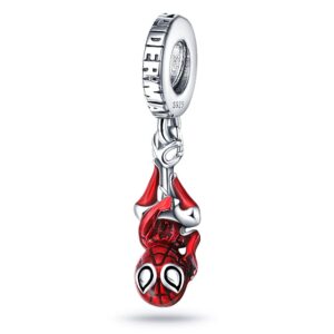 feitery men charms for bracelets and necklaces christmas gifts dangle heart bead with cubic zirconia spacer 925 sterling silver (x)