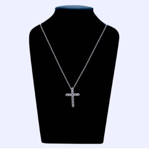 TIANYU GEMS 2.75ct Moissanite Cross Pendant Necklace for Women 925 Sterling Silver White Gold Plated with GRA Certificate 4mm DF VVS Color Moissanites Necklace 18'' Chain