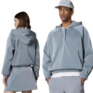 ADIDAS ORIGINALS UNISEX BLUE VERSION HIGH SHINE HOODIE, GREY (as1, alpha, l, regular, regular, LARGE)