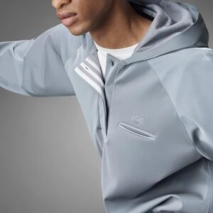 ADIDAS ORIGINALS UNISEX BLUE VERSION HIGH SHINE HOODIE, GREY (as1, alpha, l, regular, regular, LARGE)