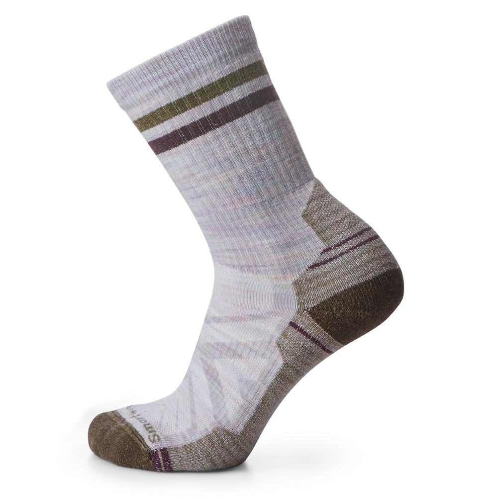 Smartwool Women's Hike Light Cushion Merino Wool Tube Stripe Crew Socks, Purple Eclipse, Medium