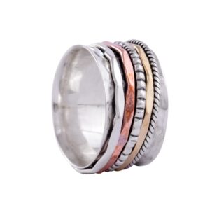 silver eternity spinner meditation ring 925 sterling silver anxiety ring for women wide band sterling silver ring for women (ring size 7)