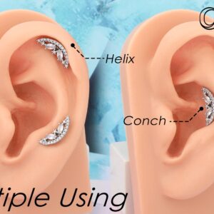 OUFER 16G Helix Piercing Jewelry, 316L Surgical Steel Cartilage Earrings Stud, Clear CZ Tragus Earrings, Conch Lobe Piercing Jewelry for Women Men