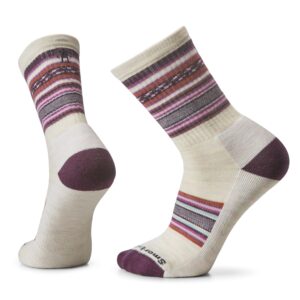 smartwool everyday light cushion merino wool regarita crew socks for men and women, moonbeam, small