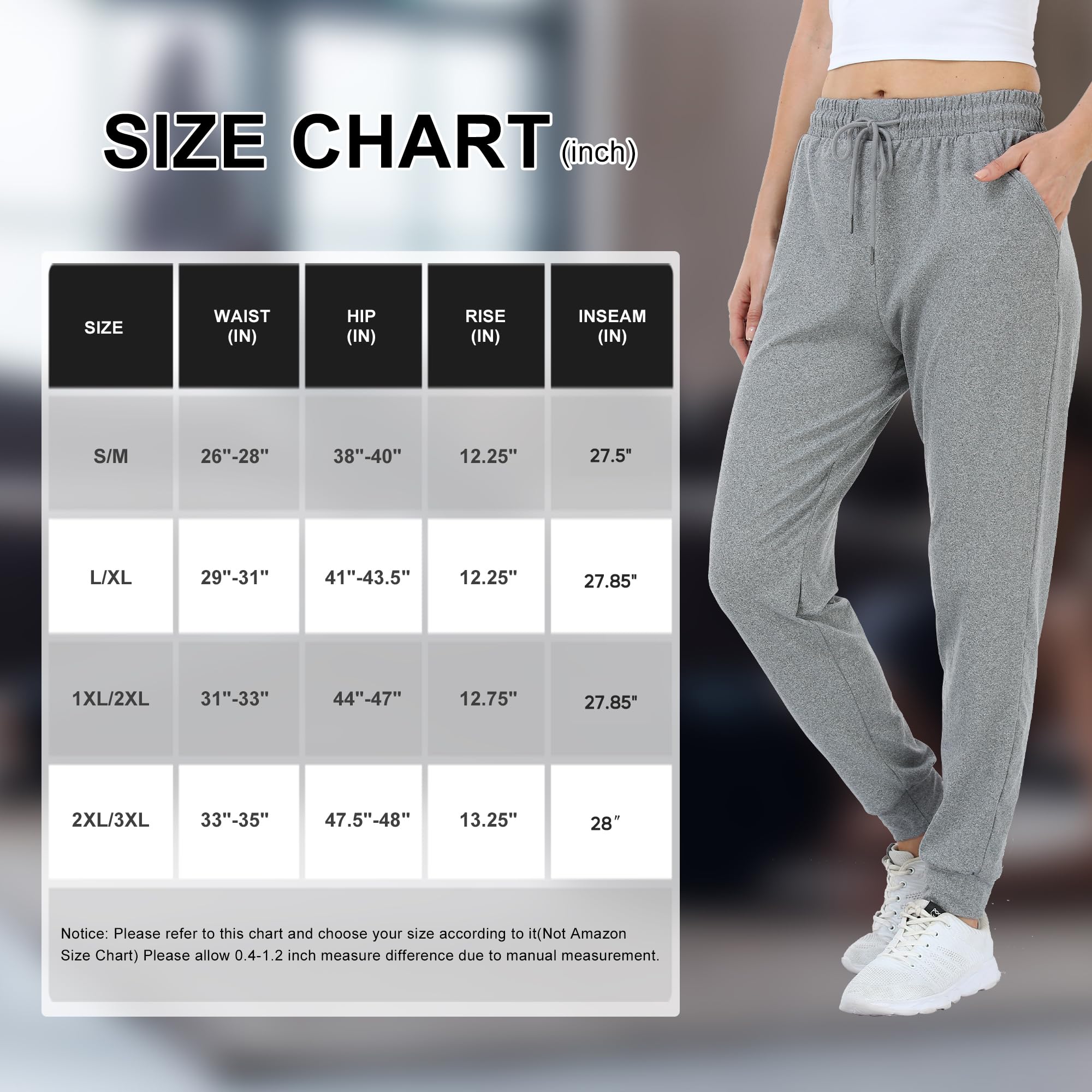 Mgput 4 Pack Women's Joggers Pants with Pockets-Women Lightweight Sweatpants for Running Yoga Athletic Casual Pants(TYP601-2XL/3XL 2B/GR/LPUR)