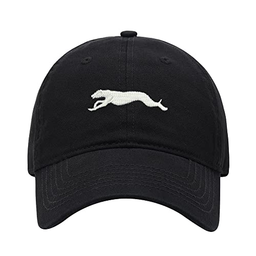 Baseball Cap Men Greyhound Dog Embroidered Washed Cotton Dog Hat Baseball Caps (Black,7 5/8)