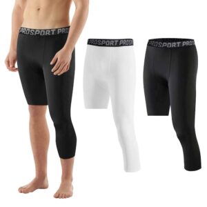 blaward 2 pack men's compression pants 3/4 one leg compression tights capri athletic base layer underwear for gym basketball