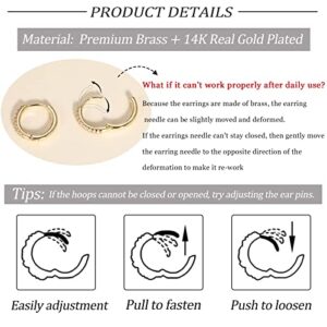 9 Pairs Small Gold Huggie Hoop Earrings for Women, 14K Gold Plated Lightweight Cartilage Earring Set, Hypoallergenic Gold Hoop Earrings