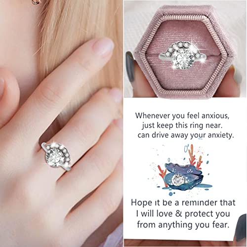 Between The Finger Ring Diamond Encrusted Chic Metal Geometric Fan Diamond New Ring White Foreverbrilliant Engagement Ring Engagement Jewelry Gift Women Wedding Rings Jewelry Features (White, 6)