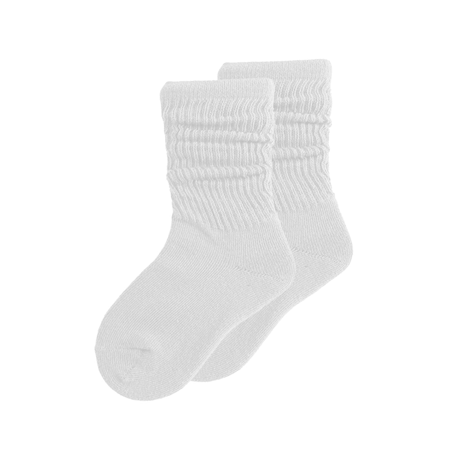 DOOVID Toddler Slouch Socks Knee High Socks Kids Boys Girls Cotton Long Crew Socks White 3-5 Years