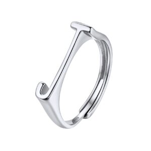 silvercute j initial ring womens cocktail letter ring s925 stamped adjustable band sterling silver sideways initial rings stackable