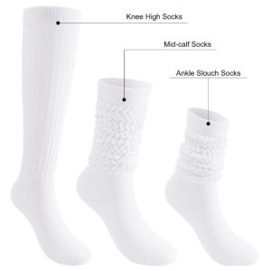 UTTPLL Women Slouch Socks, Girls Scrunch Socks, Heavy Warm Winter Thick Socks Boot Socks Long Chunky Baggy 80s 90s Socks White One Size