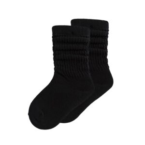 doovid toddler slouch socks knee high socks kids boys girls cotton long crew socks black 6-8 years