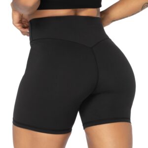 Sunzel High Waist Biker Shorts for Women No Front Seam Soft Yoga Workout Gym Bike Shorts Tummy Control Squat Proof Black