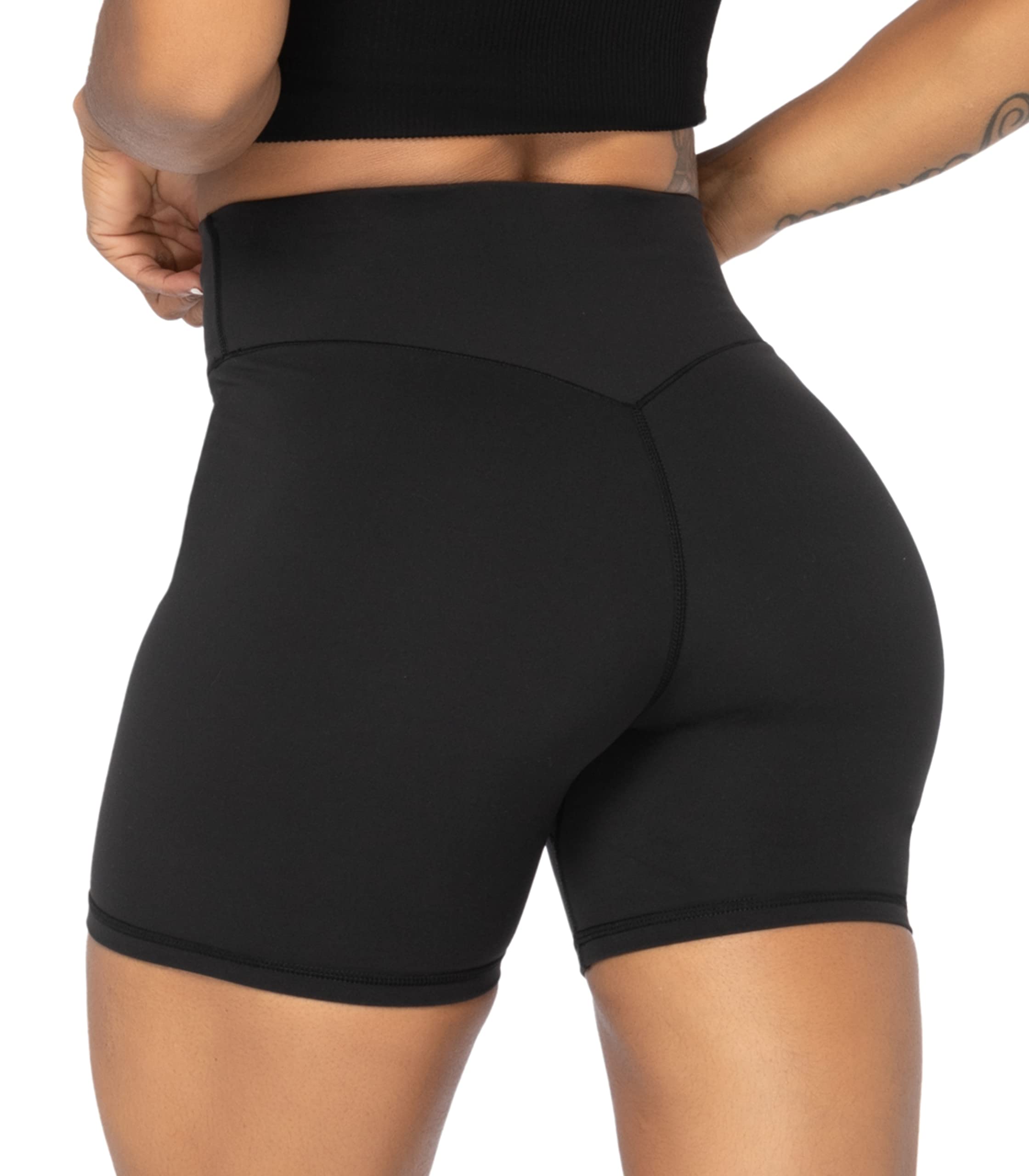 Sunzel High Waist Biker Shorts for Women No Front Seam Soft Yoga Workout Gym Bike Shorts Tummy Control Squat Proof Black