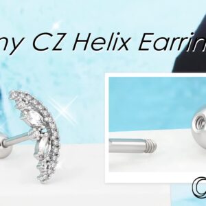 OUFER 16G Helix Piercing Jewelry, 316L Surgical Steel Cartilage Earrings Stud, Clear CZ Tragus Earrings, Conch Lobe Piercing Jewelry for Women Men