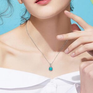 BETHZA Natural Turquoise Necklace for Women 925 Sterling Silver Oxidized Genuine Gemstone Infinity Feather Pendant Western Jewelry Gifts for Birthday Christmas