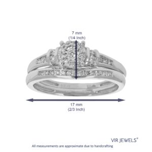 Vir Jewels 1/3 cttw Lab Grown Diamond Wedding Engagement Bridal Set Round for Women in .925 Sterling Silver Prong Set Size 7