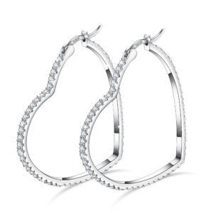 925 sterling silver hoop earrings for women heart earrings hoop earrings for women cubic zirconia earrings hoops ear gddx jewelry 20 30 40 mm gifts (30mm heart earrings)