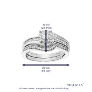 Vir Jewels 1/3 cttw Lab Grown Diamond Wedding Engagement Bridal Set Round for Women in .925 Sterling Silver Prong Set Size 6