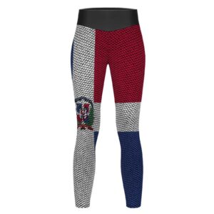 Womens Fashion Yoga Dominican Flag Slim Pants Exercise Yoga Pants Workout Leggings for Womens Running Pants S