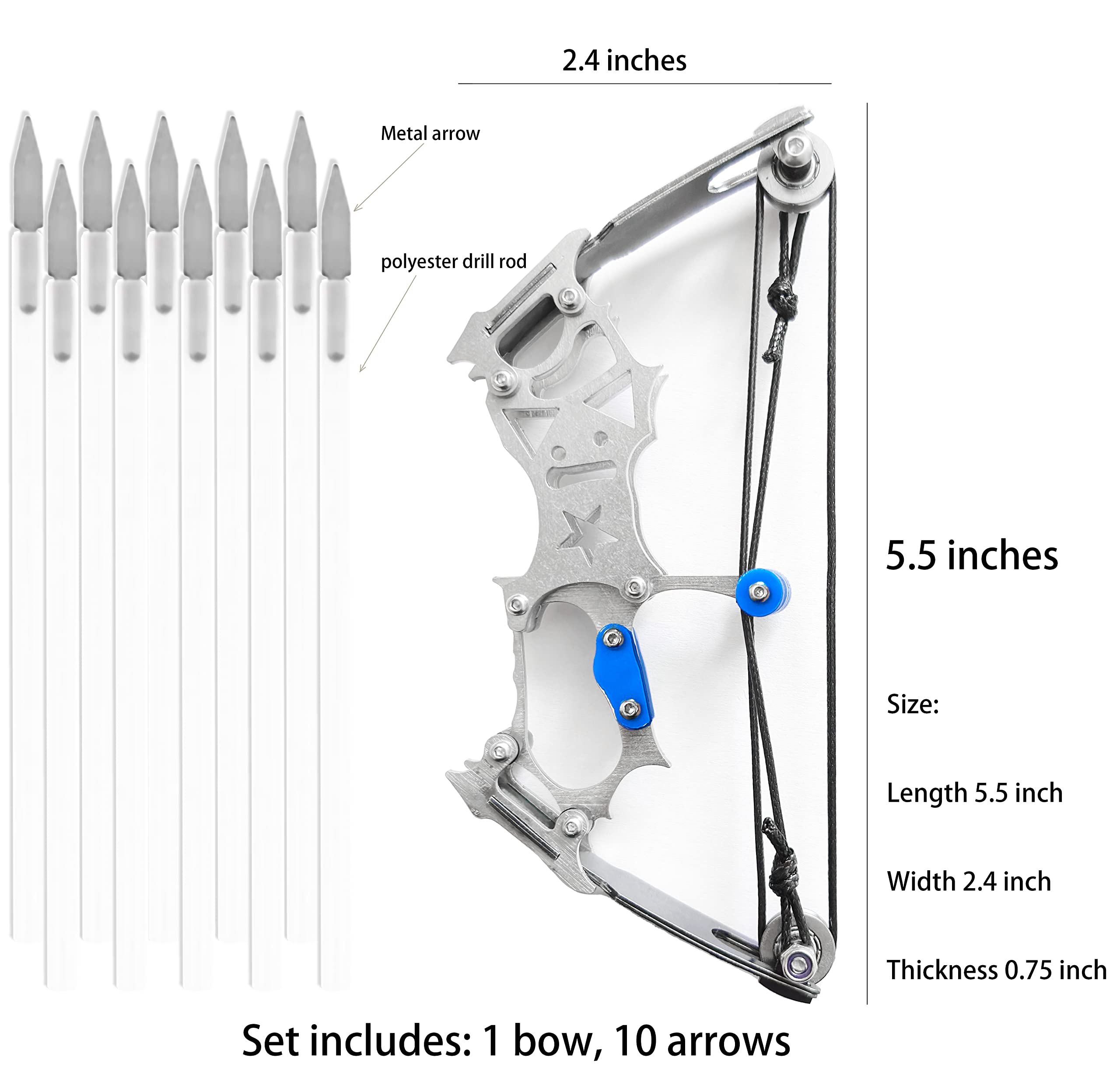 TIETHEKNOT Mini Archery Bow Set Right Hand Mini Compound Bow Mini Hunting Bow Metal Material Catapult RH/LH for Hunting Shooting Practice Archery Entertainment Fun