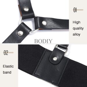 BODIY Punk Goth Women Waist Belts Black PU Leather Fashion Body Chain Belt Rave Accessory Belt Adjustable