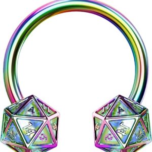 OUFER 16G Septum Rings, 316L Surgical Steel Septum Piercing Jewelry, Icosahedron Dice Cartilage Earrings, Helix Daith Conch Piercing Jewelry for Women and Men