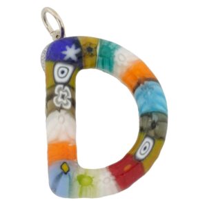 glassofvenice murano glass alphabet initial pendant - letter d