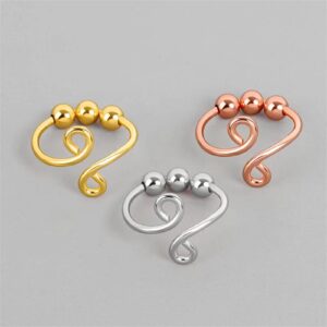 Female Anxiety Relief Ring, The Opening of The Rotary Cylindrical Ring can be Adjusted, and The Rotary Fashionable Men's and Women's Rings. (Adjustable) (Color : A, Size : 0.58inch)