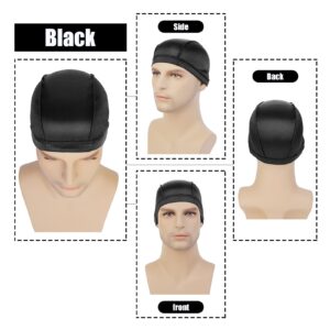 2PCS Silky Wave Caps for Men Waves, Good Compression Caps Over Durags for Afro Waves, Large Size Caps Suitable for Big Skull & Adults Braids, Ideal Gifts for Farther's Day (Black+Blue)