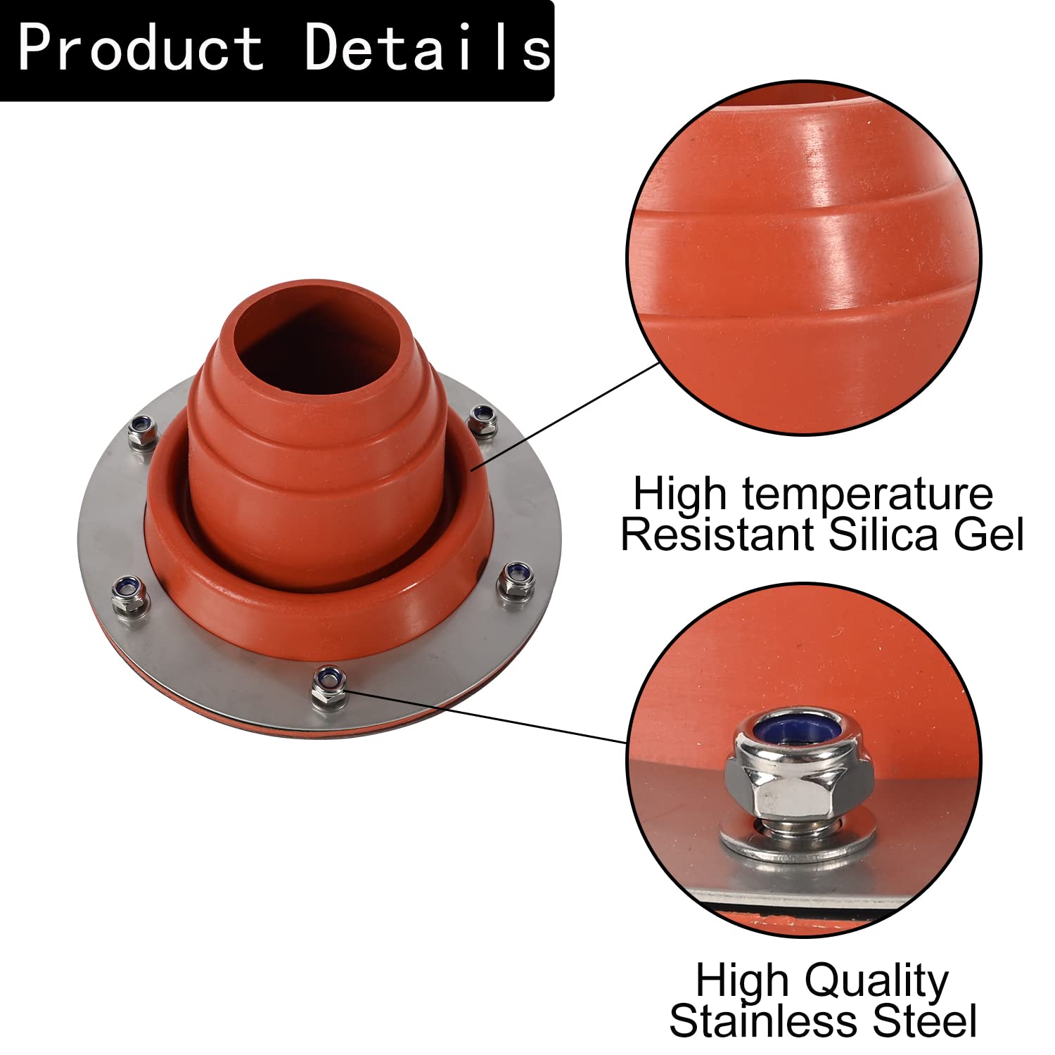 Stove Jack Kit for Tent - High Temp Silicone Pipe Boot Flashing Roof Flue Kit for Stove, Yurt, Frontier, Compatible with Triple Wall Pipe Sections