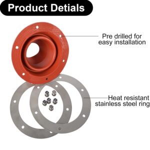 Stove Jack Kit for Tent - High Temp Silicone Pipe Boot Flashing Roof Flue Kit for Stove, Yurt, Frontier, Compatible with Triple Wall Pipe Sections