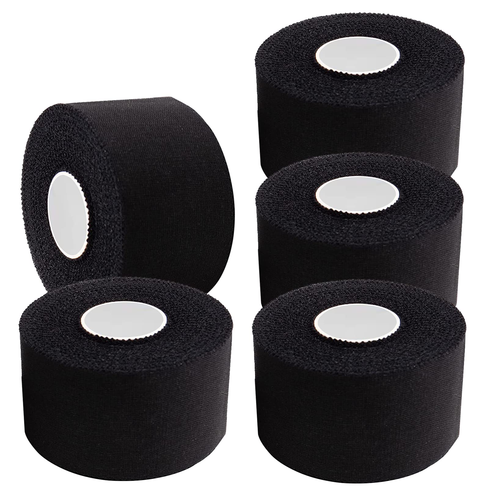 ADMITRY (5 Pack) Black Athletic Tape,Sports Tape Strong Stick No Sticky Residue for Hockey Climbing Sports Medical Splints (Black,1.5 Inches)