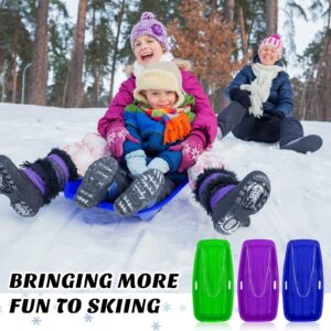 12 Pcs 35 in Classic Snow Sled Winter Downhill Sprinter Toboggan with Pull Rope and Handles Plastic Sleds for Kids Adults Snow Sand Board Sleigh, 6 Colors