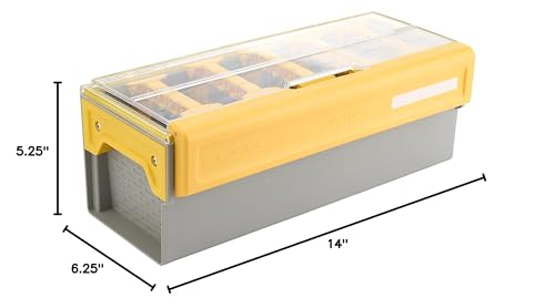 Plano EDGE Frog Bait Utility Box, Gray/Yellow, Holds Up to 50 Individual Frog Baits, Tackle Accessory Storage, Waterproof and Rust-Resistant Bait Storage Container