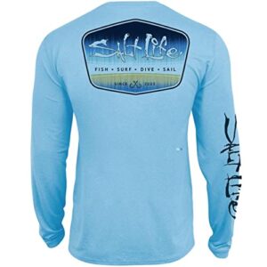 salt life mens tuna brigade long sleeve performance shirt, sky blue heather, xx-large us