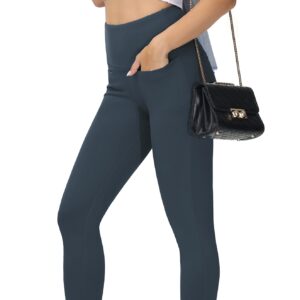 THE GYM PEOPLE Women's Casual Yoga Leggings High Waisted Tummy Control Workout Pants with 4 Pockets Charcoal Grey