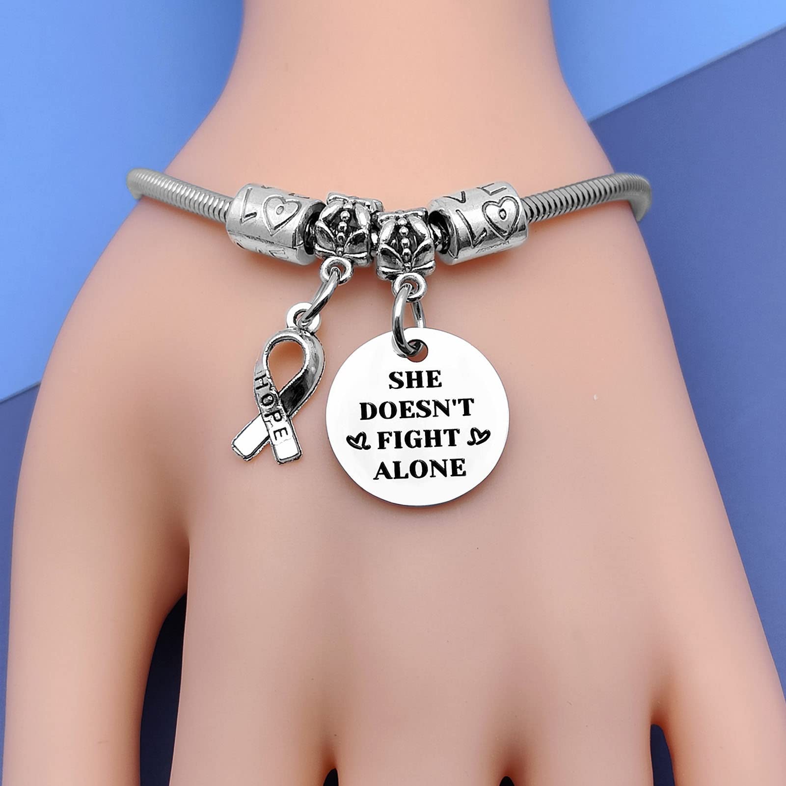 DlaeKua Breast Cancer Awareness Gifts bracelet Jewelry for cancer patients Inspirational bracelet for Women Engraved Stainless Steel Birthday Christmas Gifts Bracelets Jewelry Gifts Wire Bangle