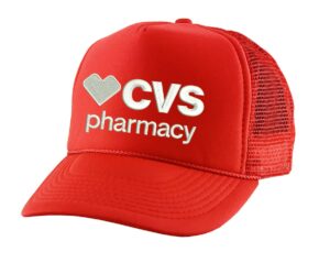 cvs trucker hat embroidered pharmacy hat adjustable embroidery cap (red)