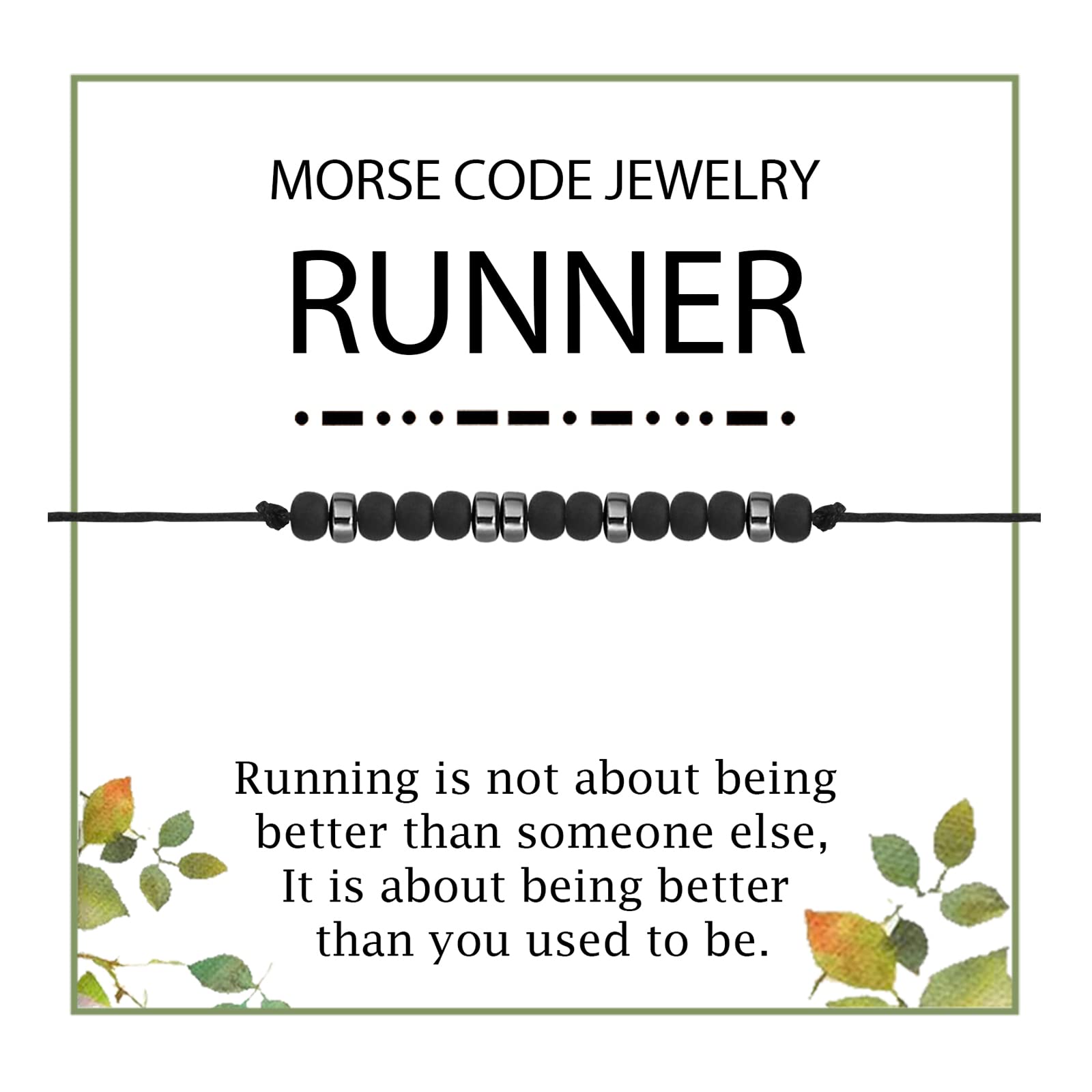 WSNANG Runner Gift Runner Morse Code Bracelet Running Lover Gifts Fitness Gym Gift for Runner Cross Country Running Gift (Runner MC Br-2)